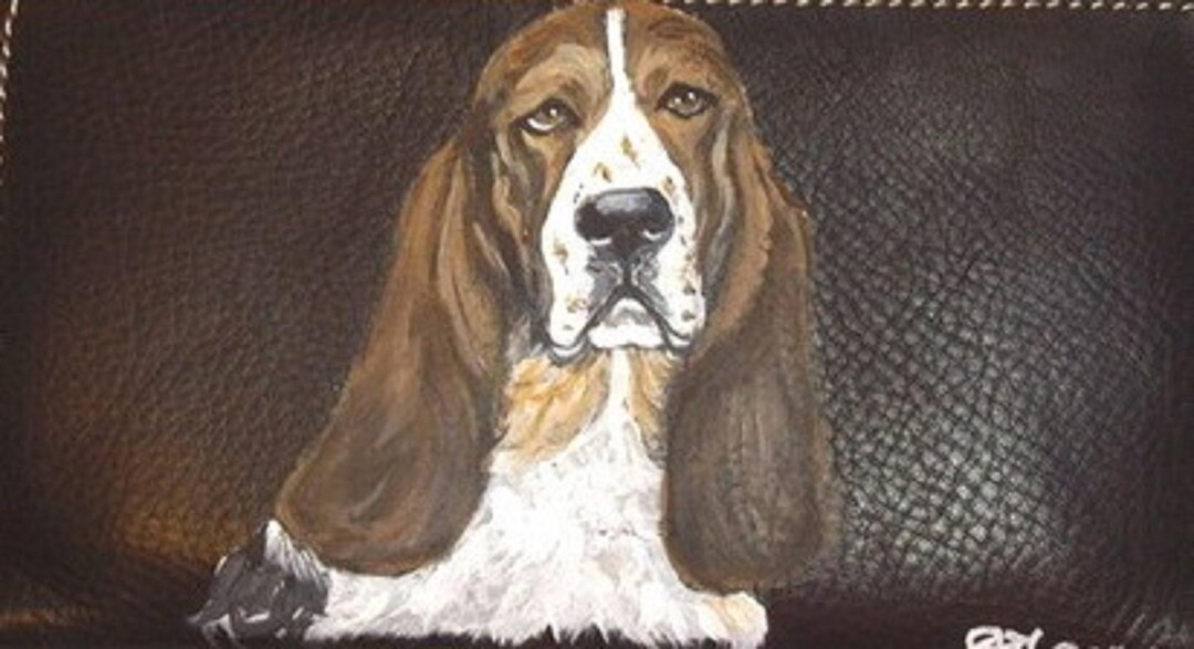 Basset Hound Dog Checkbook Cover, Leather Checkbook Holder, Dog Person ...