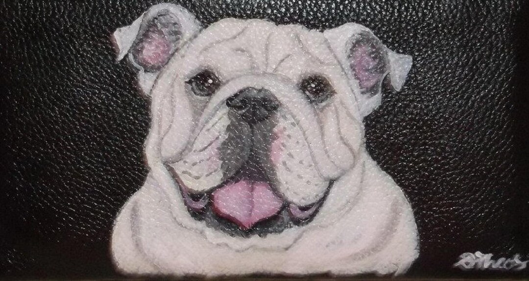 English Bulldog Dog Checkbook Cover, Leather Checkbook Holder, Dog ...
