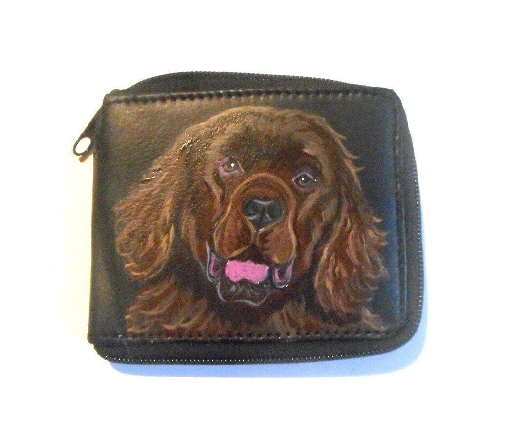 Newfoundland Dog Wallet for Men, Hand Painted Leather Wallet, Gift for ...