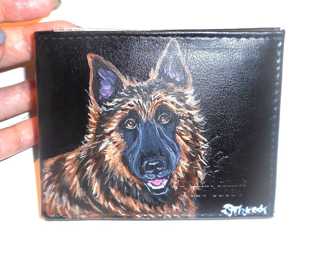 Hand Painted German Shepherd Leather Wallet: Dog Lover Gift - Etsy