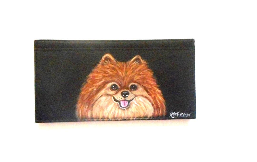 Hand-painted Pomeranian Dog Checkbook Cover: Leather Dog Lover Gift - Etsy