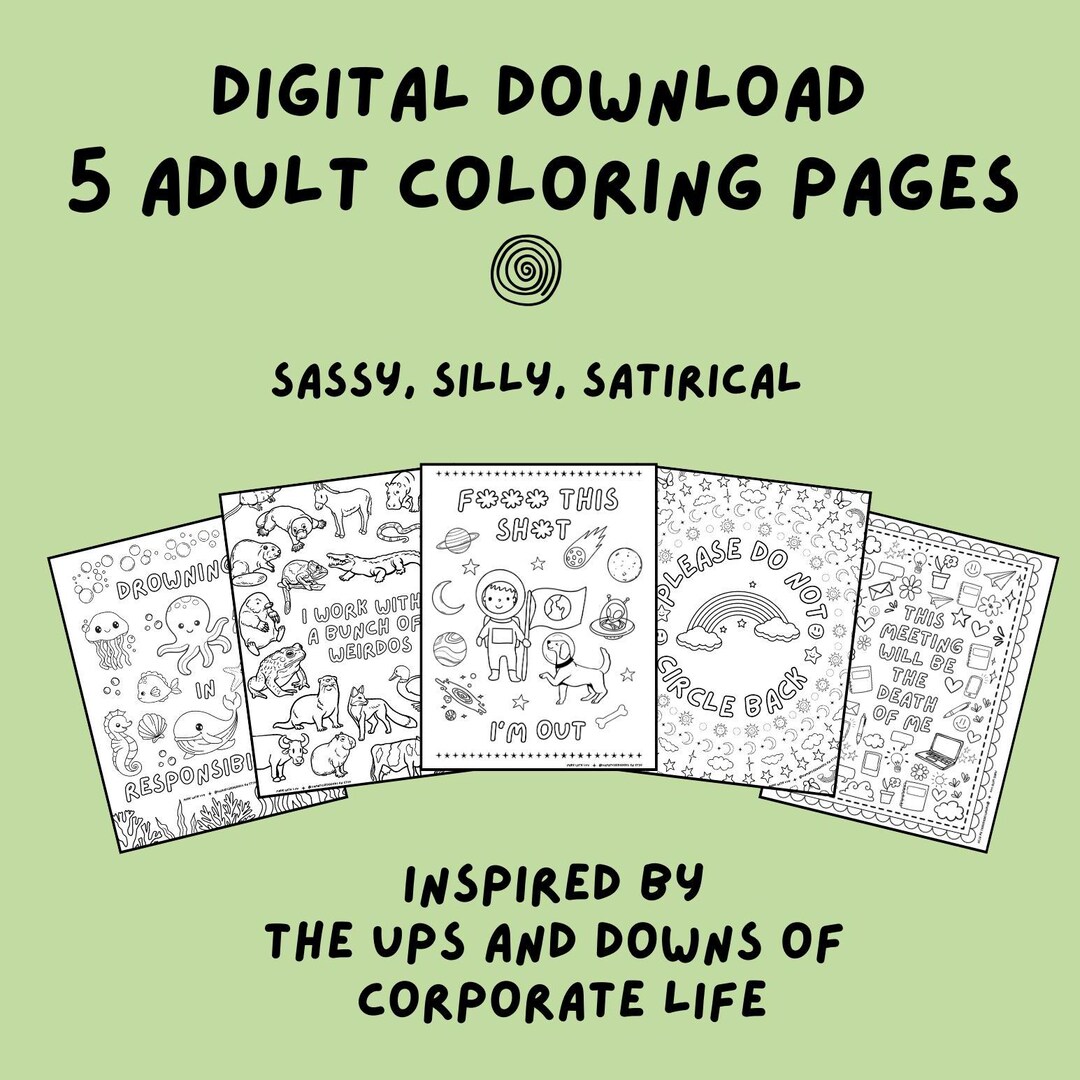 Digital Download Set of Adult Coloring Pages Office Humor, Sassy, Funny ...