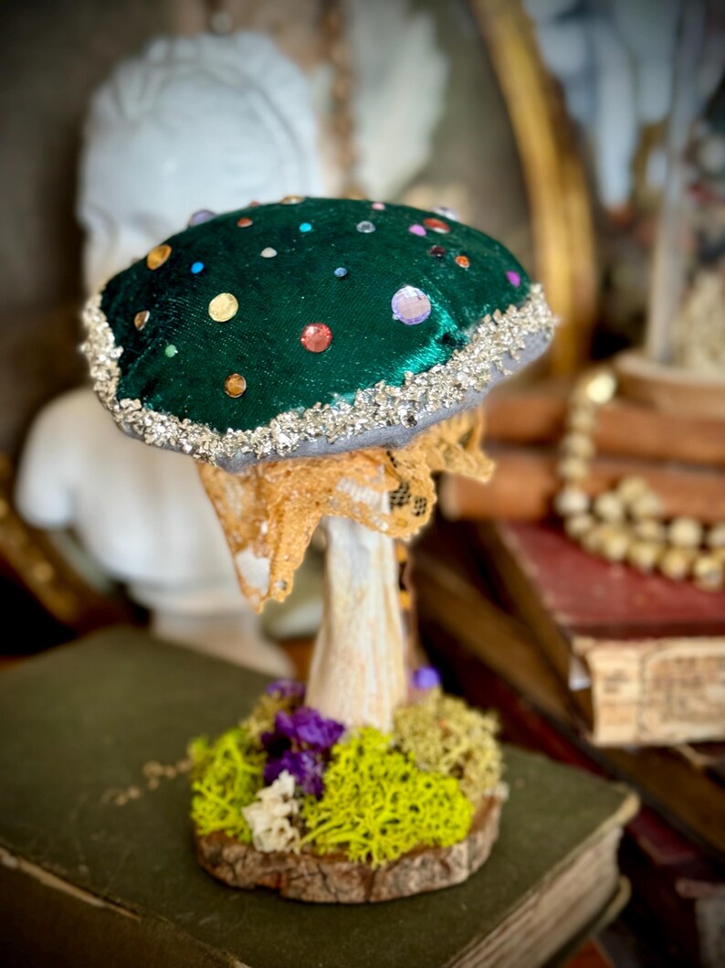 Handmade Fairytale Toadstool, Christmas Ornament Decoration, Velvet and ...