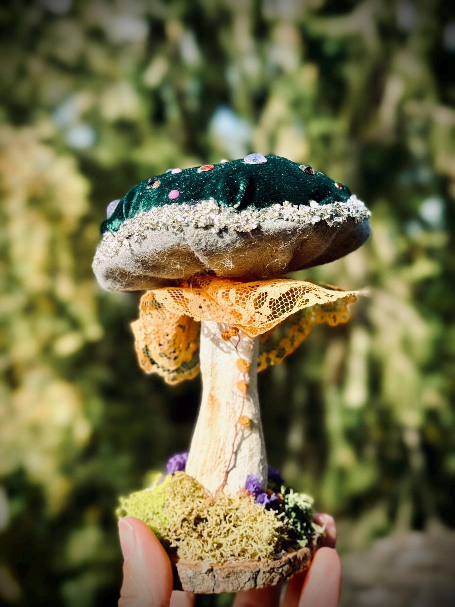 Handmade Fairytale Toadstool, Christmas Ornament Decoration, Velvet and ...