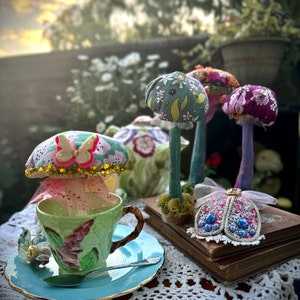 Floral Magical Toadstool Set (3), Tea Party Decor, Gift for Nature Fans ...