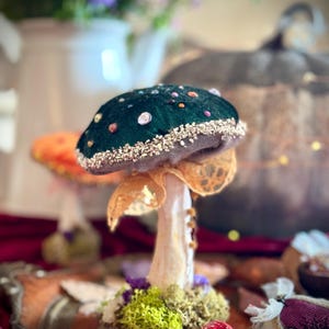 Handmade Fairytale Toadstool, Christmas Ornament Decoration, Velvet and ...