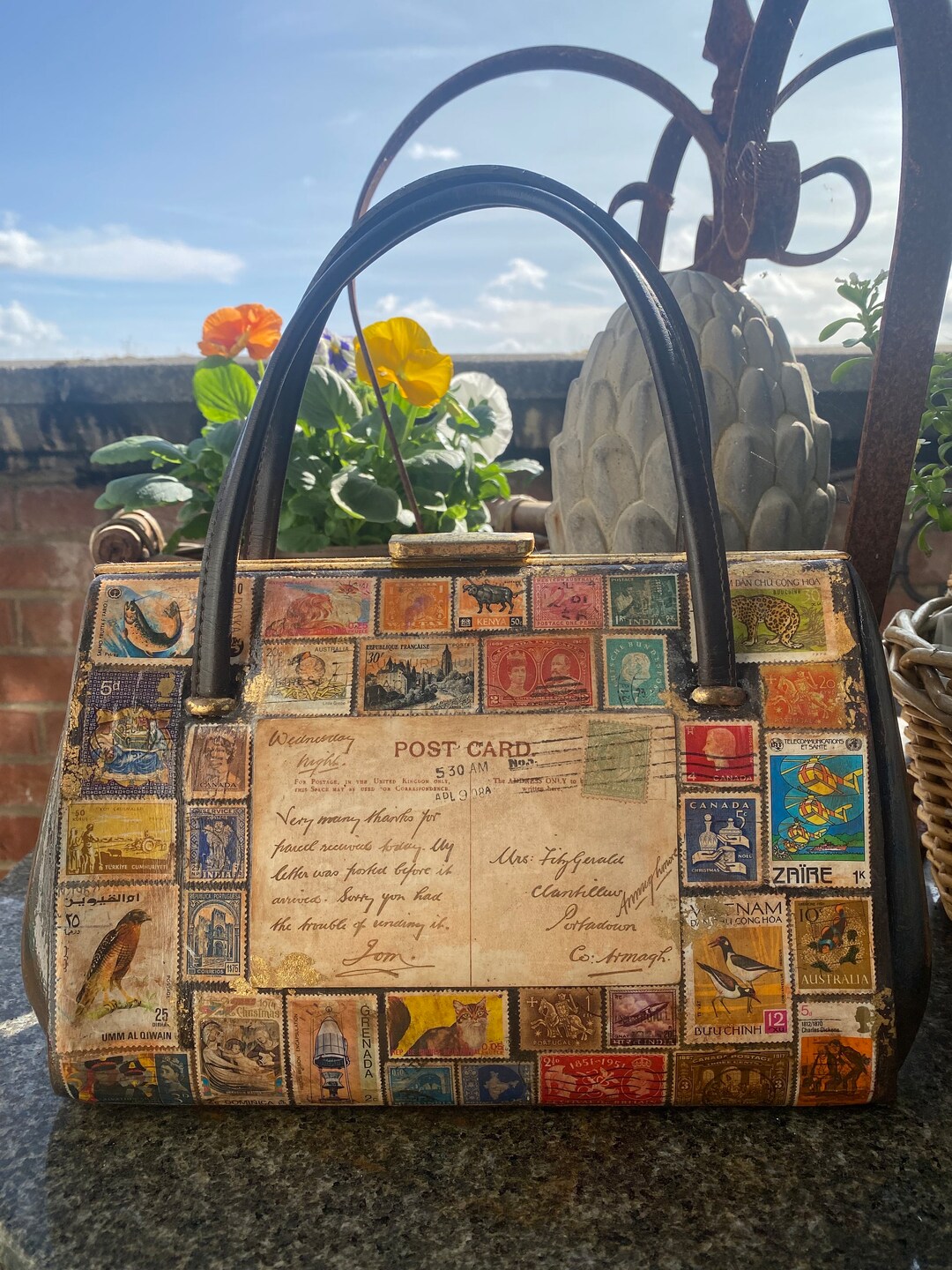 Around the World in 80 Stamps Vintage Upcycled Bag With - Etsy UK
