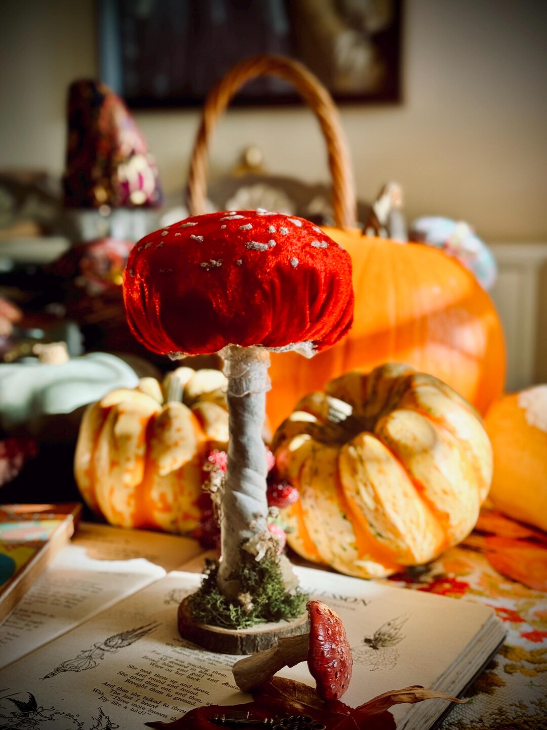 Handmade Fairytale Toadstool, Christmas Ornament, Velvet Mushroom Art ...