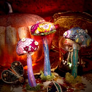 Floral Magical Toadstool Set 3, Tea Party Decor, Gift for Nature Fans ...