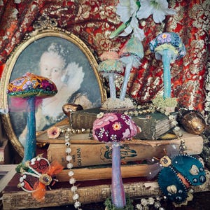 Floral Magical Toadstool Set (3), Tea Party Decor, Gift for Nature Fans ...