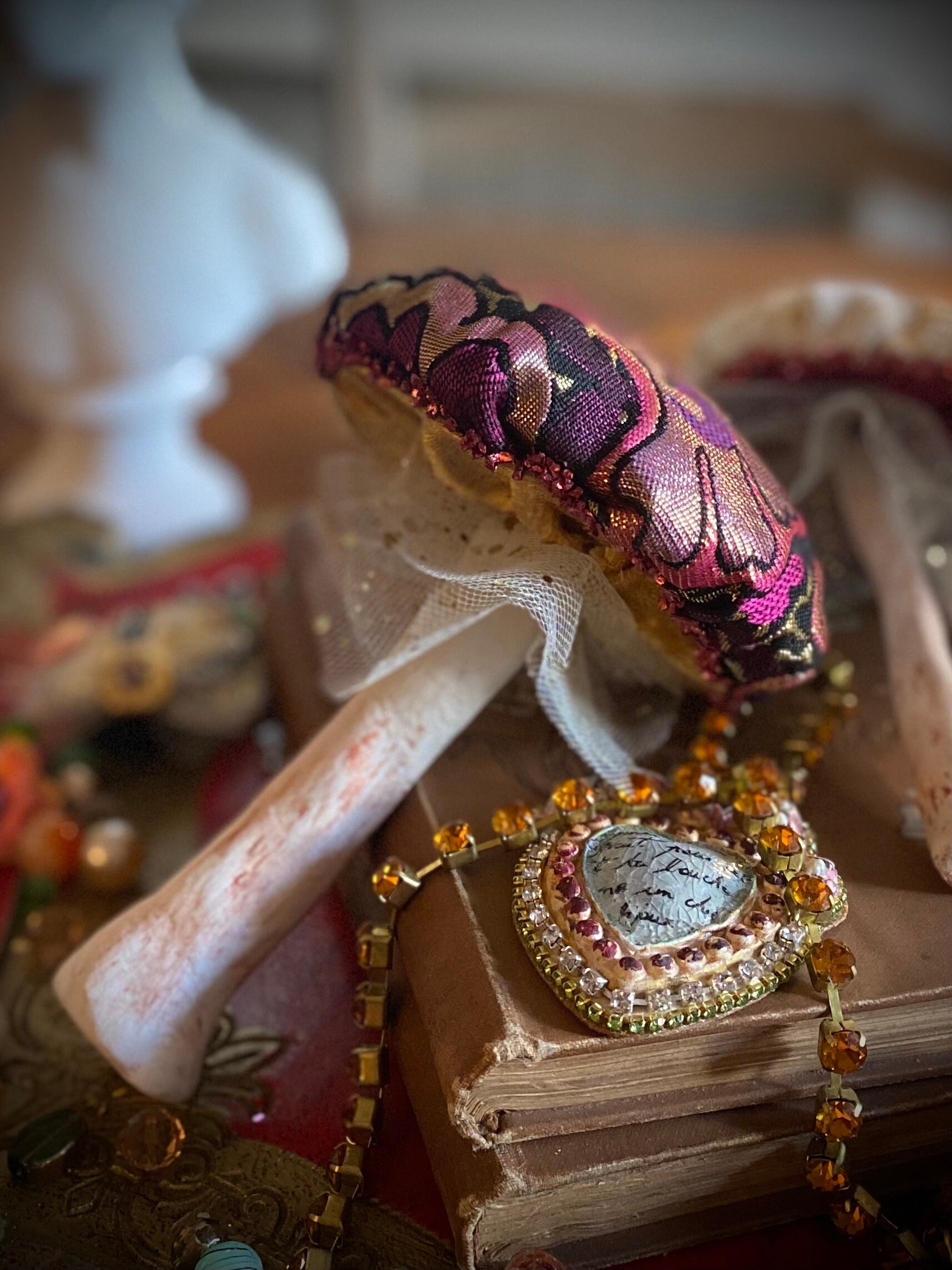 Tall Freestanding Toadstool Gold Velvet and Purple Brocade - Etsy