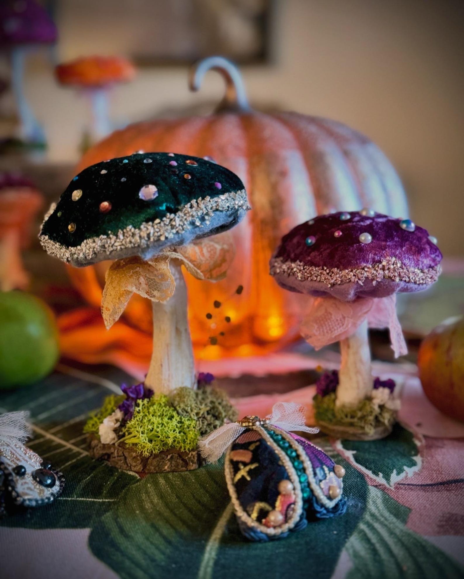 Handmade Fairytale Toadstool, Christmas Ornament Decoration, Velvet and ...