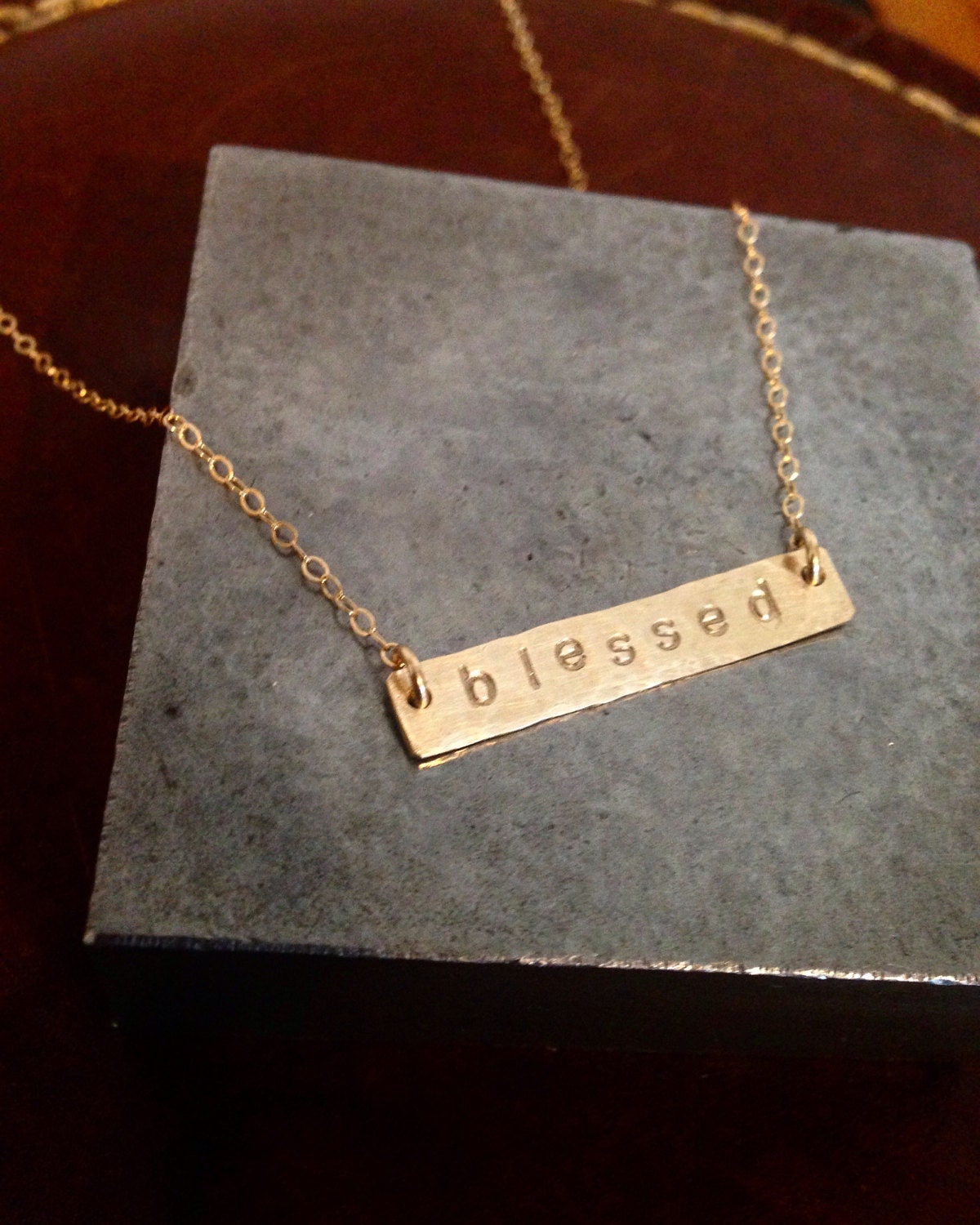 Custom Hand Stamped Gold Filled Bar Necklace - Etsy