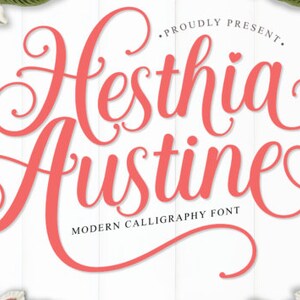 Hesthia Austine Font, Modern Classic Font, Handwritten Font, Personal Display Font, Calligraphy ...