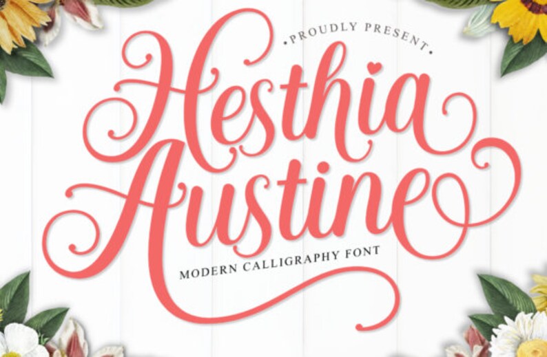 Hesthia Austine Font, Modern Classic Font, Handwritten Font, Personal Display Font, Calligraphy ...