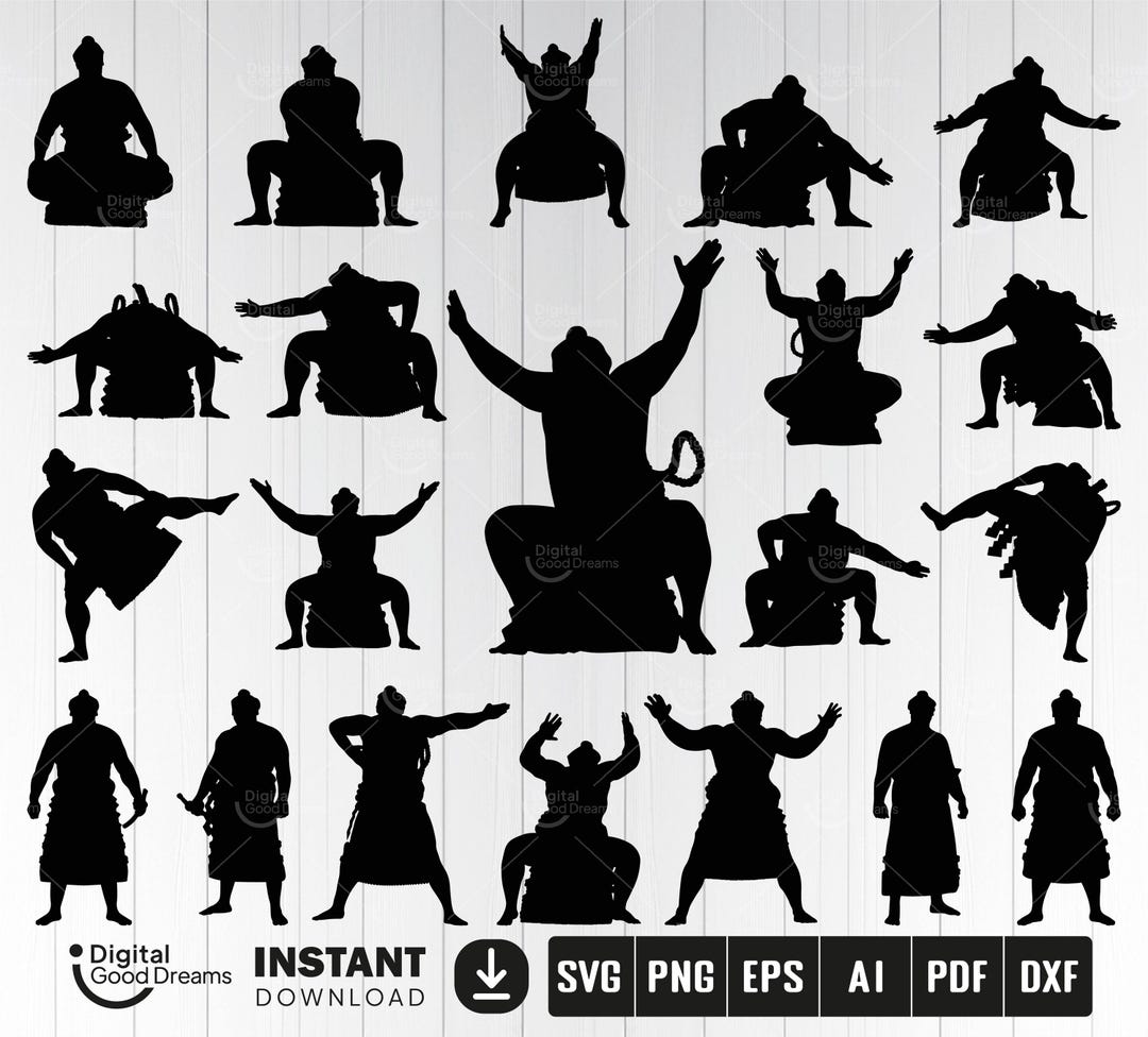 Sumo Athlete Silhouette SVG, Clipart, PNG, Eps, DXF , Silhouette Cut ...