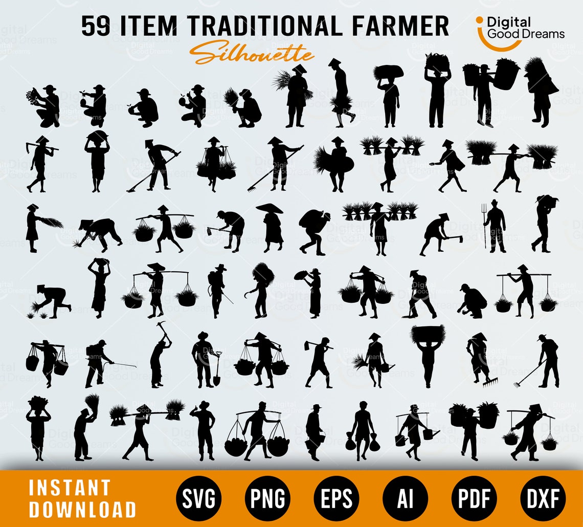 Collection of Traditional Farmer Svg Vector Illustrations, Clipart, Png ...