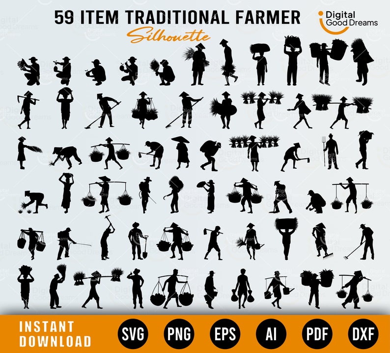Collection of Traditional Farmer Svg Vector Illustrations, Clipart, Png ...