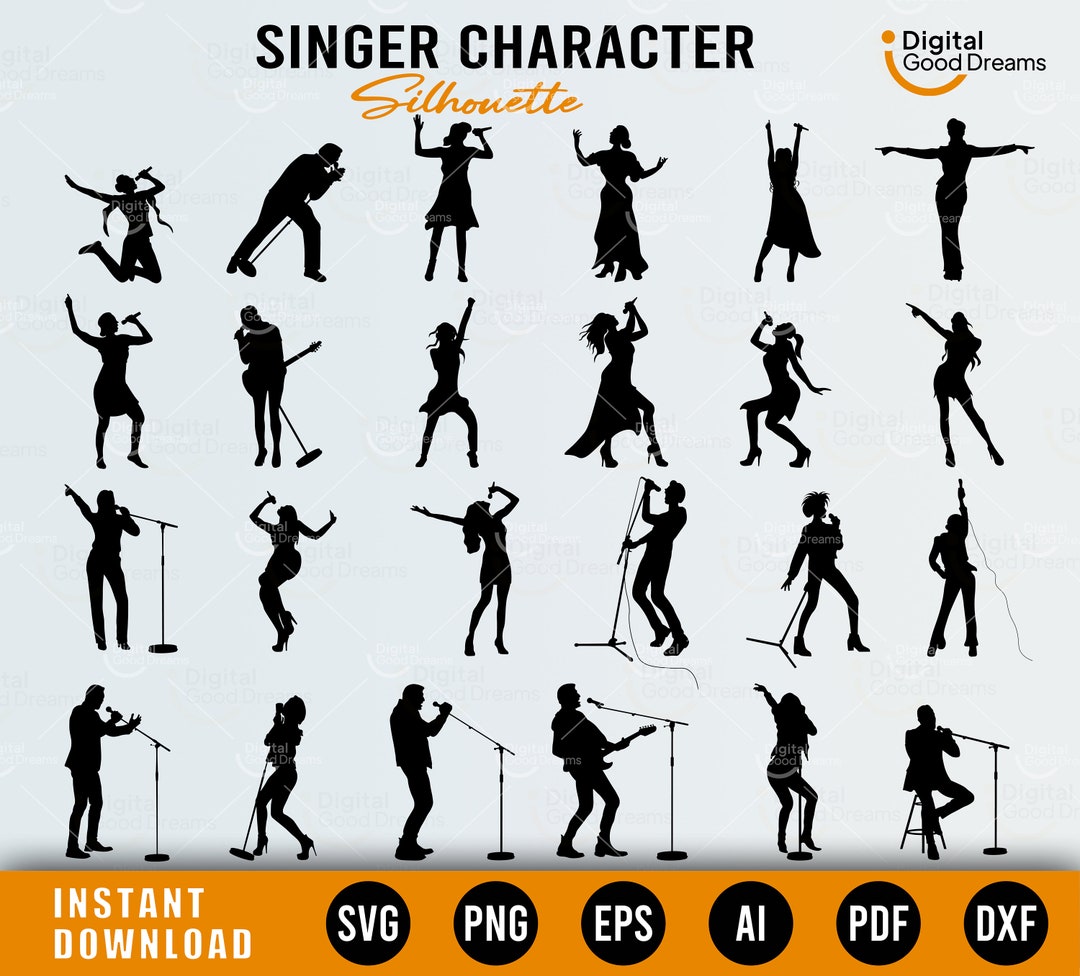 Collection of Singers Svg Vector Illustration, Clipart, Png, Dxf ...