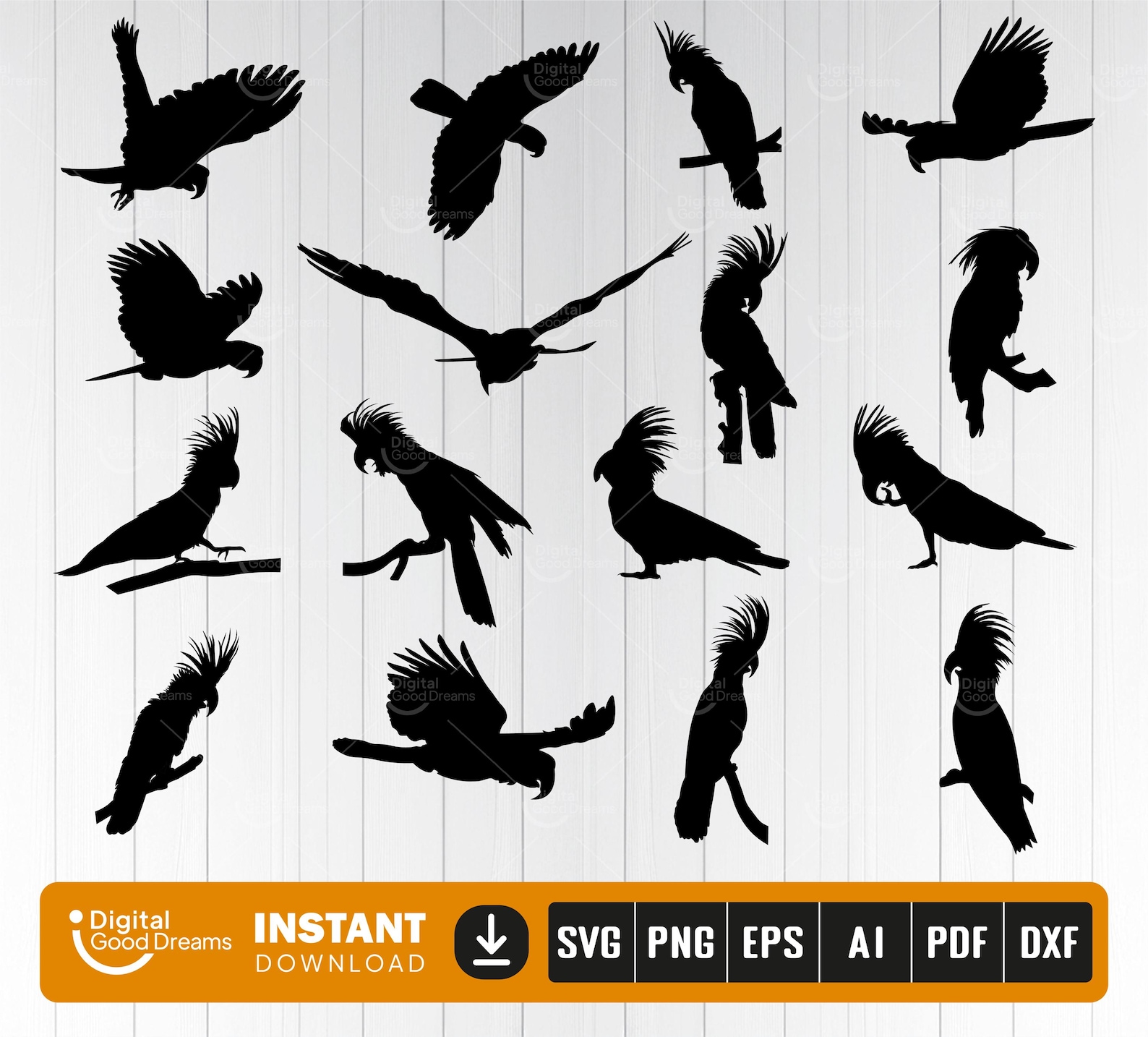 Black Palm Cockatoo Silhouette SVG, Clipart, PNG, Eps, DXF , Silhouette ...