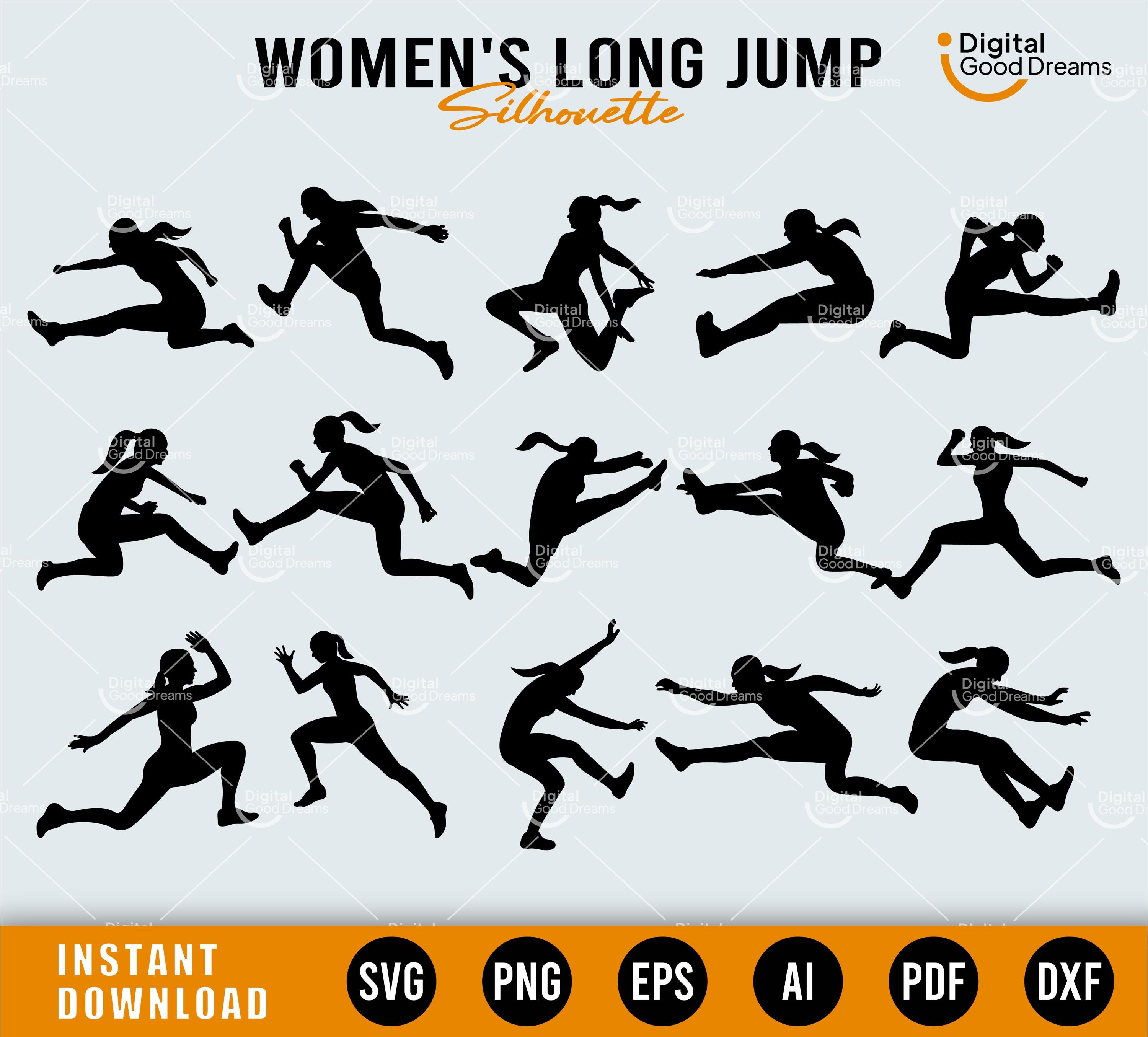 Women's Long Jump Svg, Clipart, Png, Dxf Silhouette, Eps Vector Cut ...