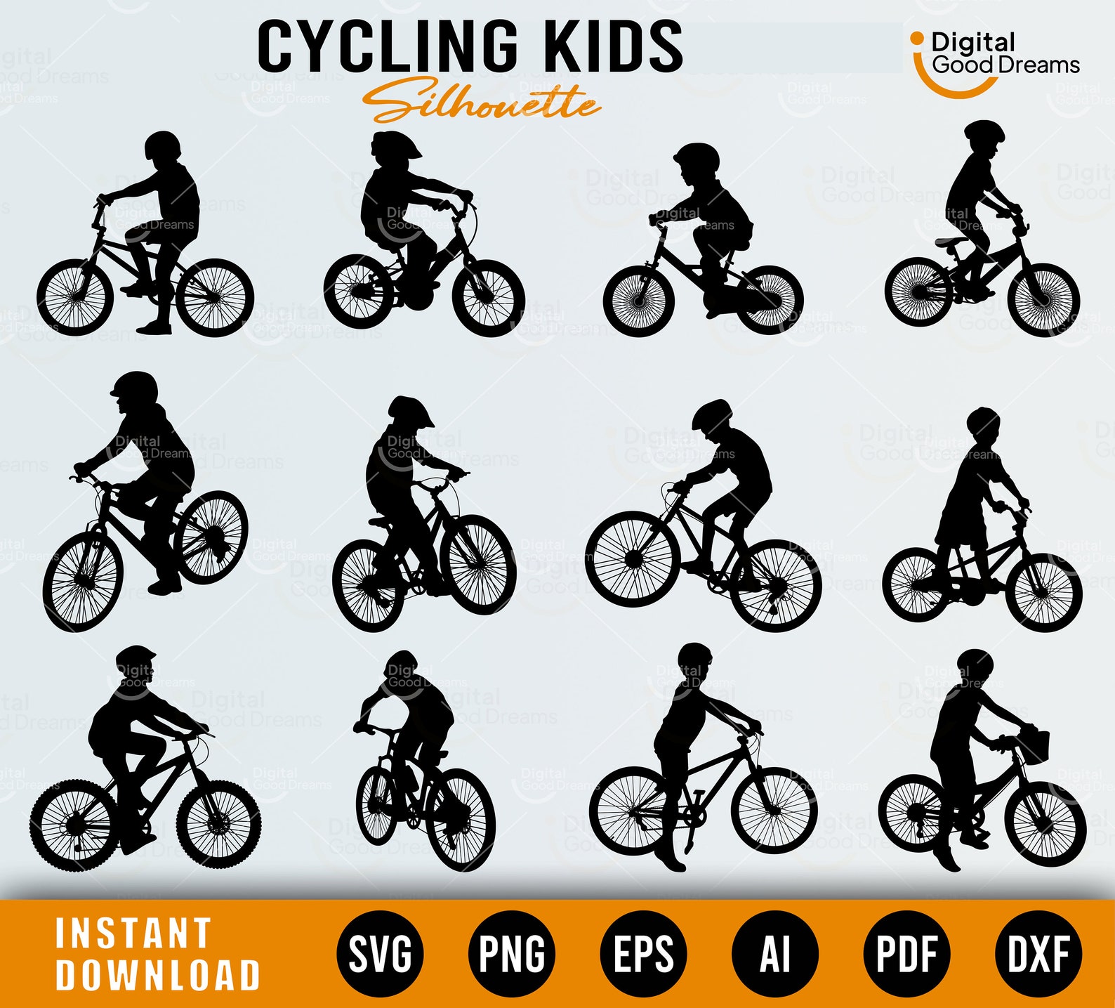 Collection of Cycling Kids Svg Vector Illustrations, Clipart, Png ...