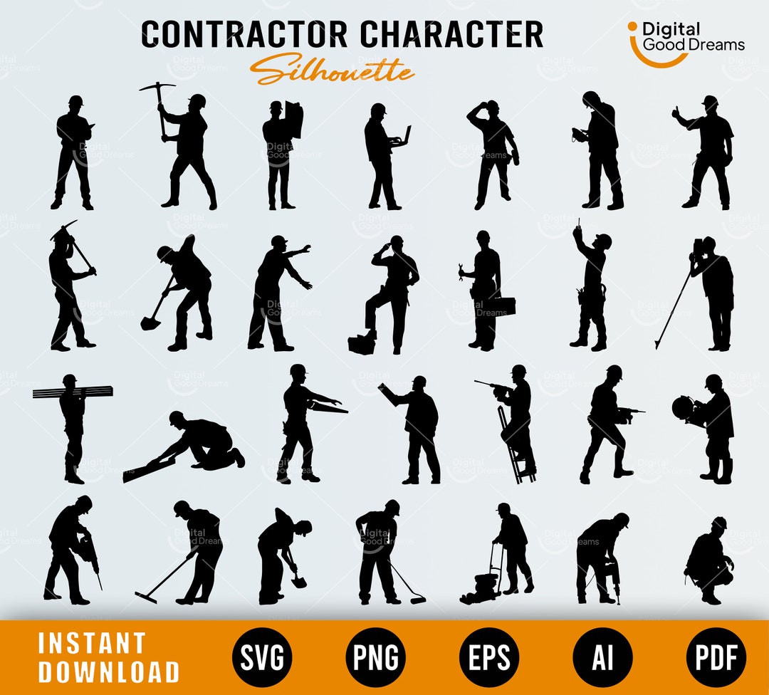Collection of Contractor Svg Vector Illustration, Clipart, Png, Dxf ...