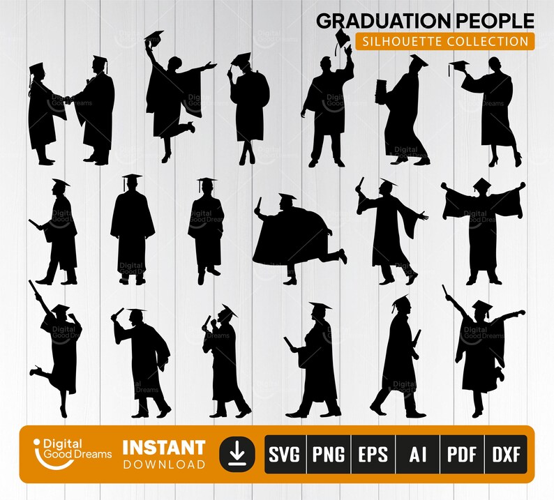 Graduation People Svg, Clipart, Png, Dxf Silhouette, Eps Vector Cut ...