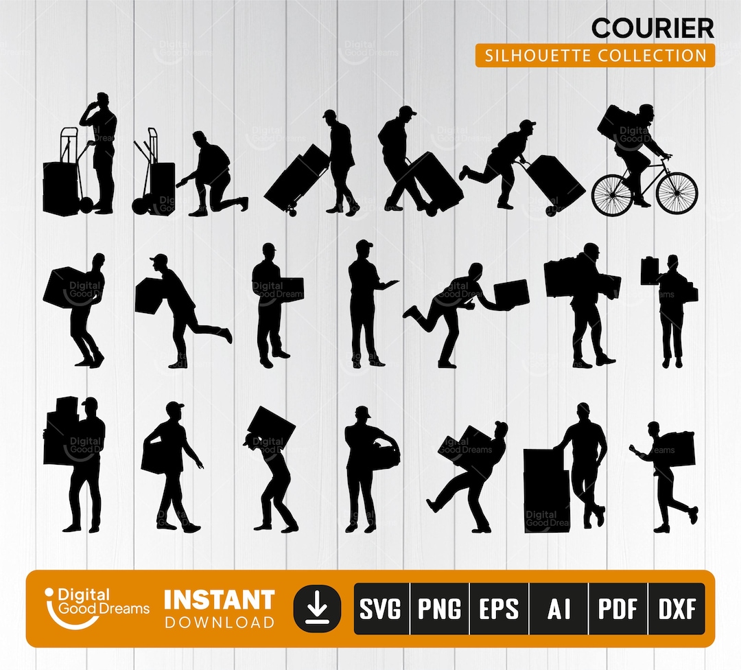 Courier Svg, Clipart, Png, Dxf Silhouette, Eps Vector Cut File for ...
