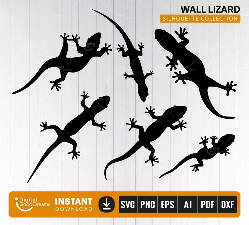 Wall Lizard Svg, Clipart, Png, Dxf Silhouette, Eps Vector Cut File for ...
