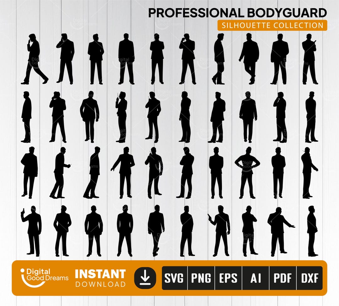 Professional Bodyguard Silhouette Svg, Clipart, Png, Dxf Silhouette ...