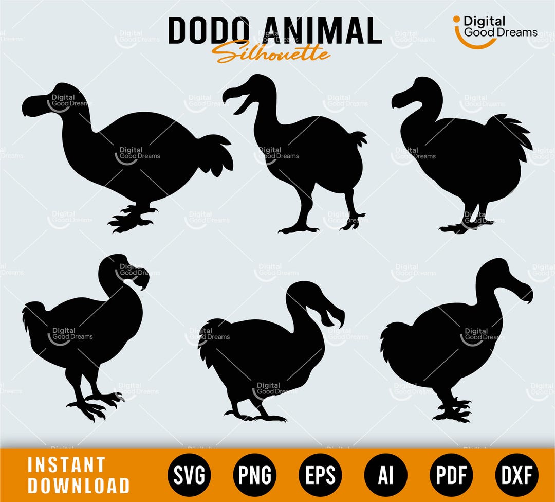 Dodo Animal Silhouette Svg, Clipart, Png, Dxf Silhouette, Eps Vector ...