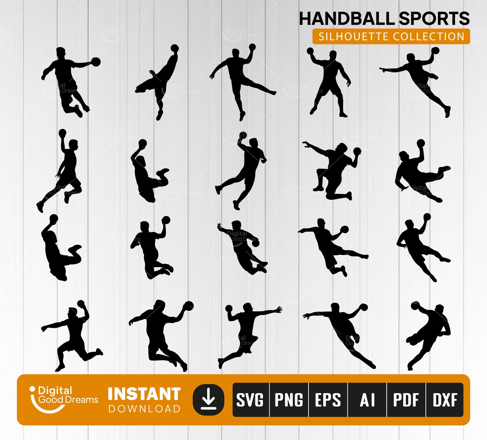 Handball Sports Silhouette Svg, Clipart, Png, Dxf Silhouette, Eps ...