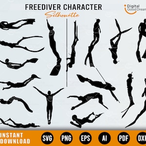 Collection of Freediver Svg Vector Illustration, Clipart, Png, Dxf ...