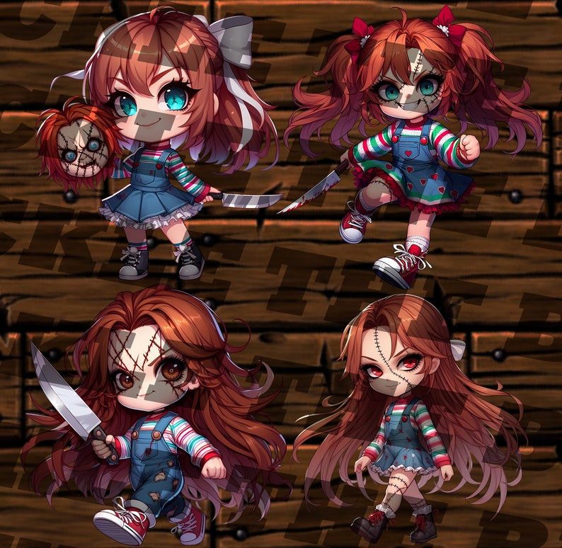 Chibi Horror Icons 21 Design PNG Bundle, DIY Shirt Decal, Stickers ...