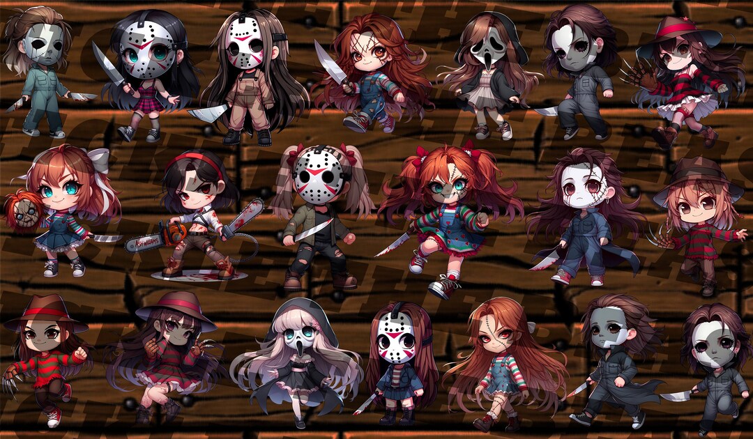 Chibi Horror Icons 21 Design PNG Bundle, DIY Shirt Decal, Stickers ...