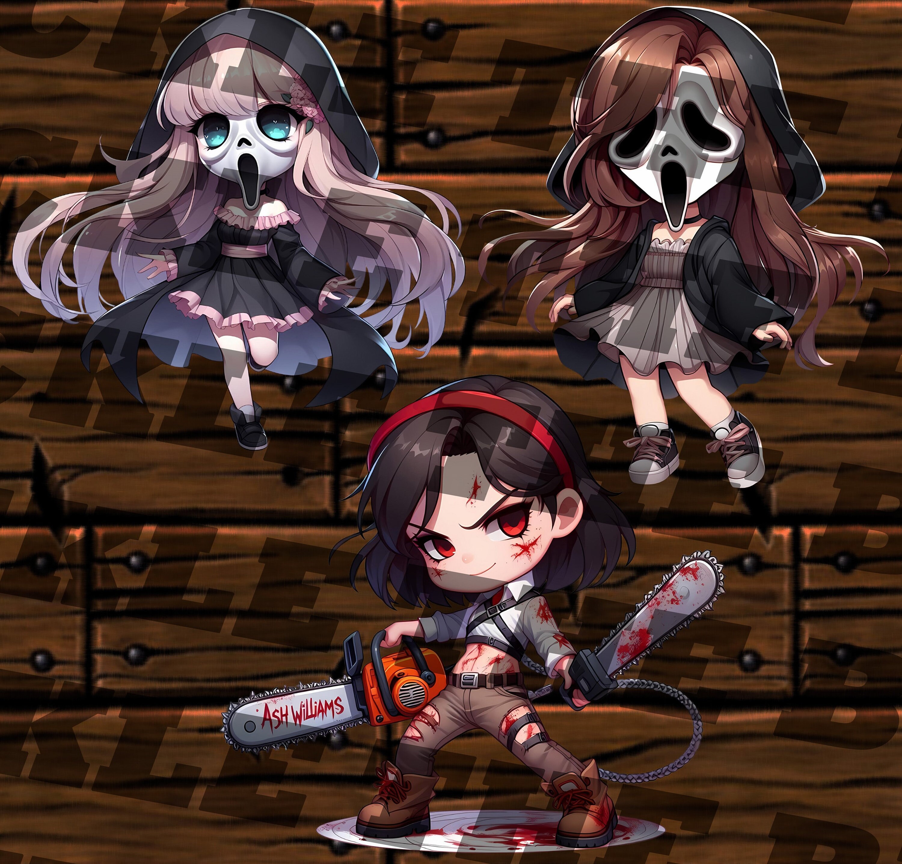 Chibi Horror Icons 21 Design PNG Bundle, DIY Shirt Decal, Stickers ...