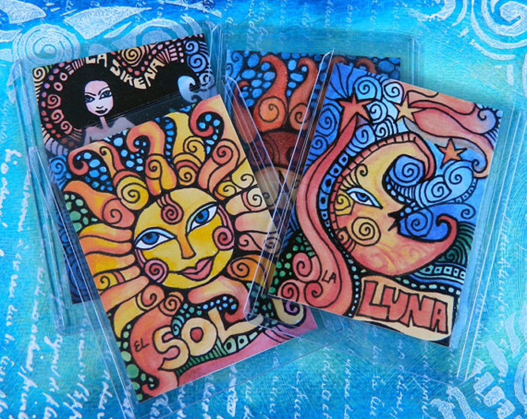 Set of 6 Popular Loteria Card Prints - Moon, Sun, Mermaid, Pear, Frog ...