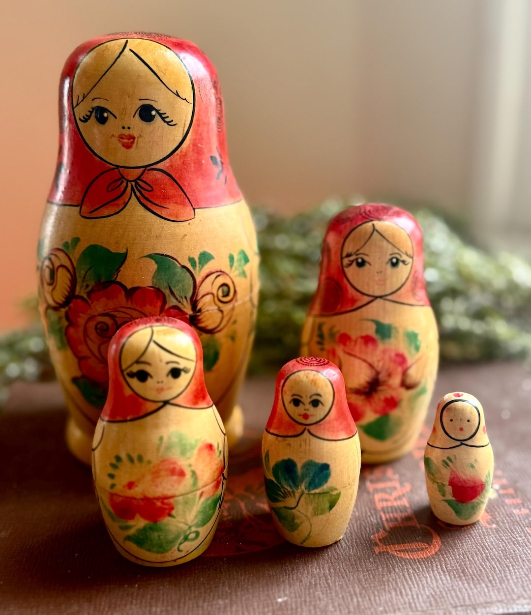 Vintage Russian Matryoshka Nesting Dolls – 5 Piece Soviet Hand Painted ...