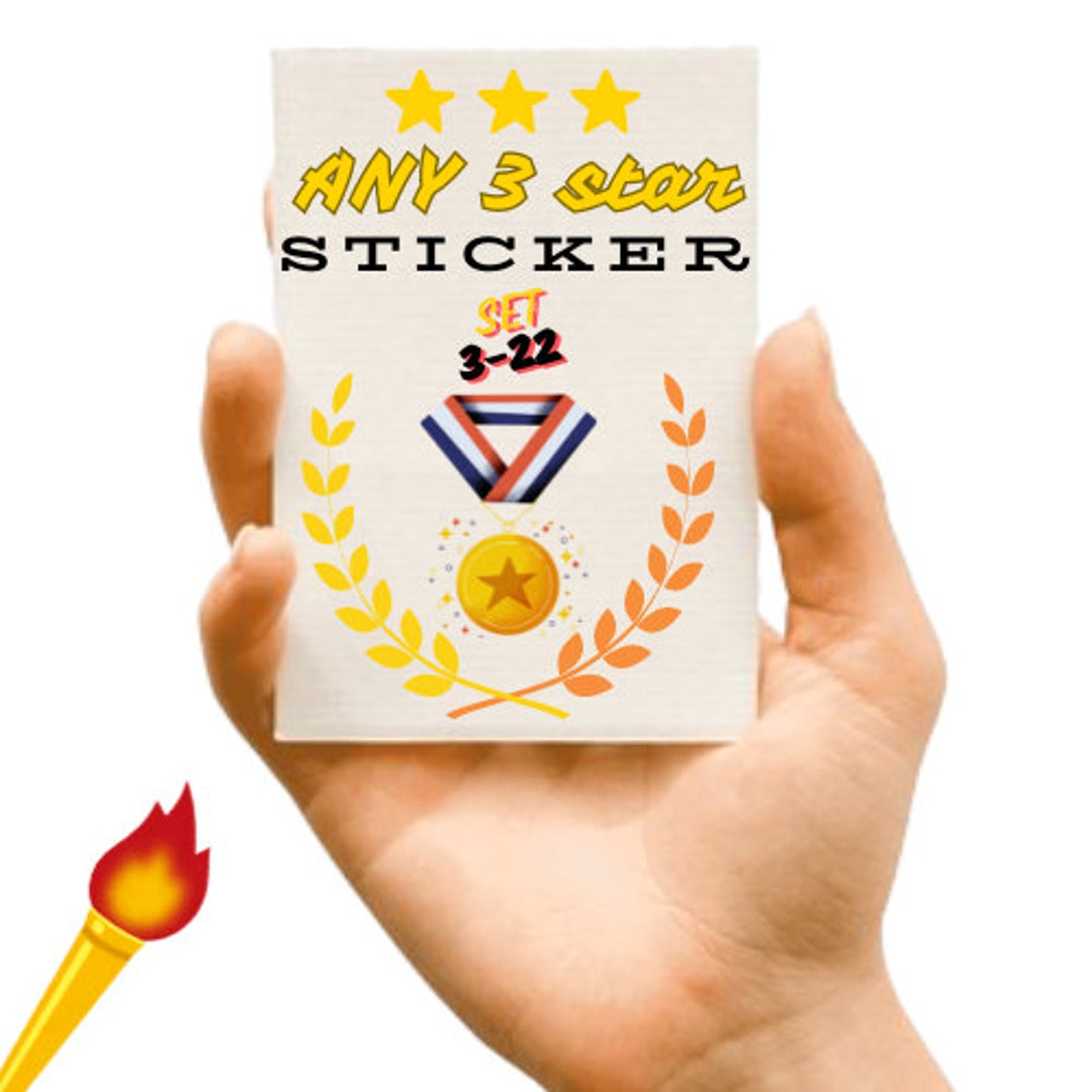 3 Star Sticker Set 6-22. Fast Delivery Digital Sticker. - Etsy