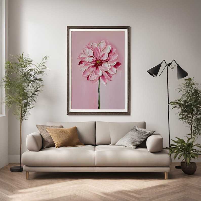 Large Pink Floral Art Printable, Vintage Pastel Botanical Oil Painting ...