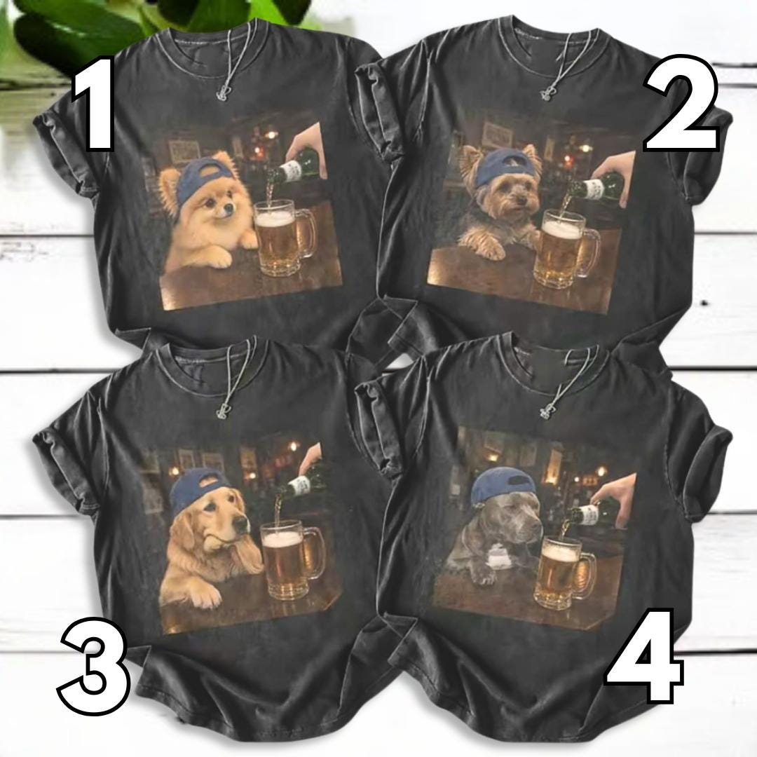 Personalized Dogs Drinking Beer T-shirt, Funny Dog Lover Tee - Etsy