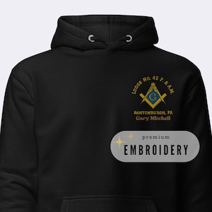 Masonic Hoodie | Personalized Freemason Blue Lodge Hoodie Customizable ...