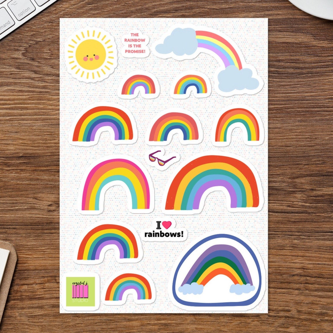 Rainbow Stickers Rainbow Sticker Pack Cute Rainbow Decals I - Etsy