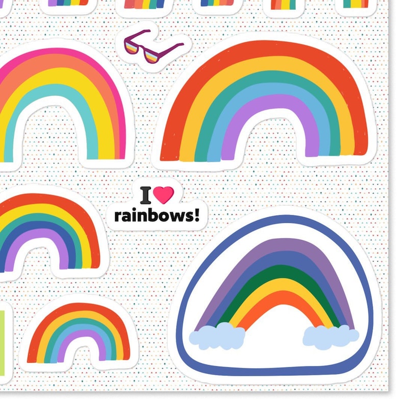 Rainbow Stickers Rainbow Sticker Pack Cute Rainbow Decals I - Etsy