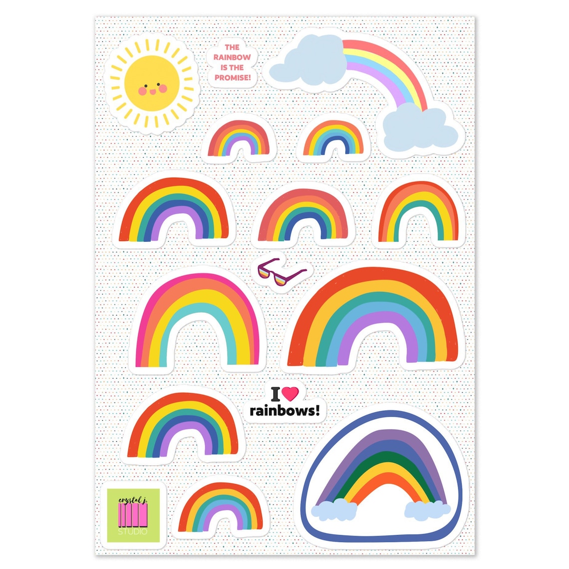 Rainbow Stickers Rainbow Sticker Pack Cute Rainbow Decals I - Etsy
