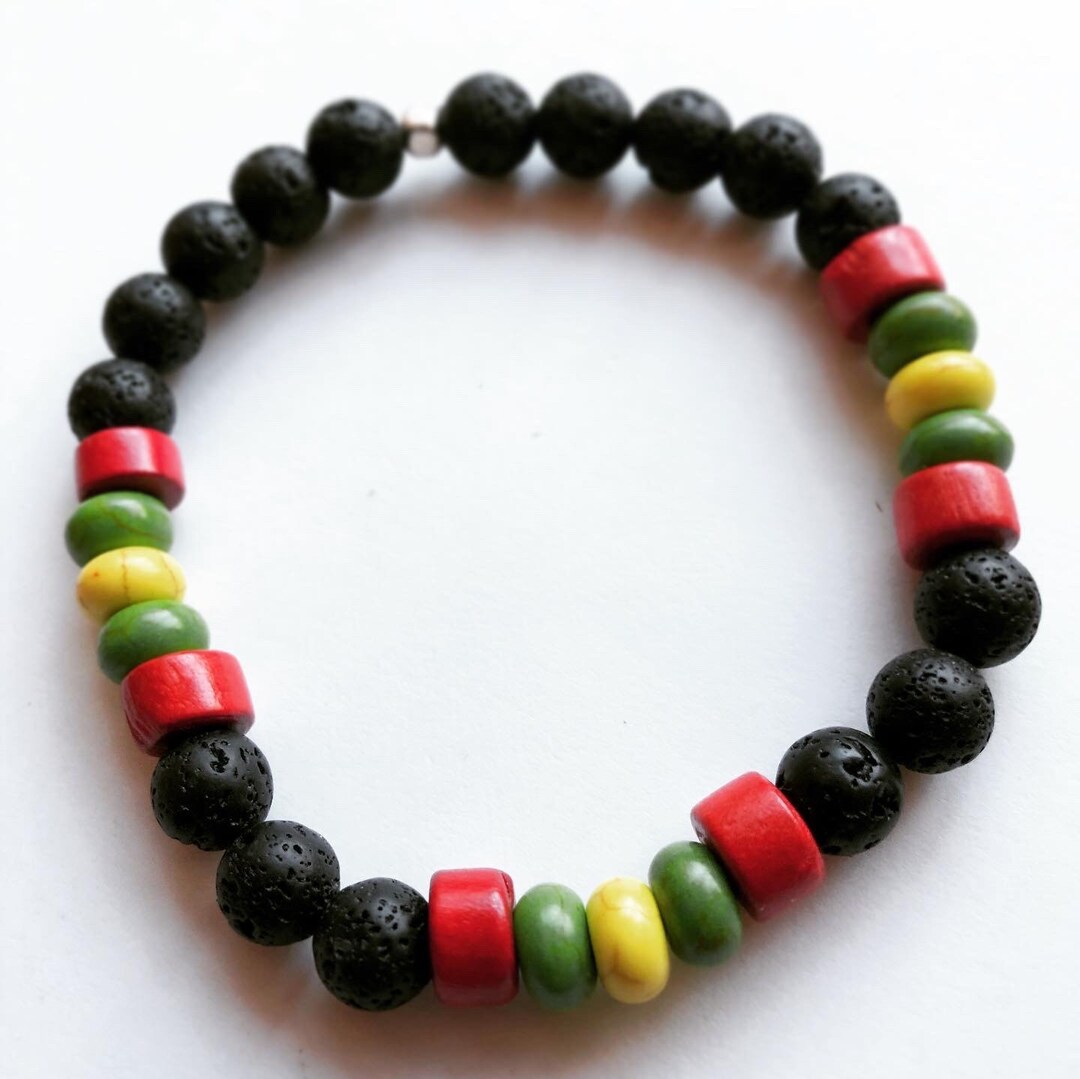 Rasta Inspired Bracelet | African Bead Bracelet Red Yellow Green ...