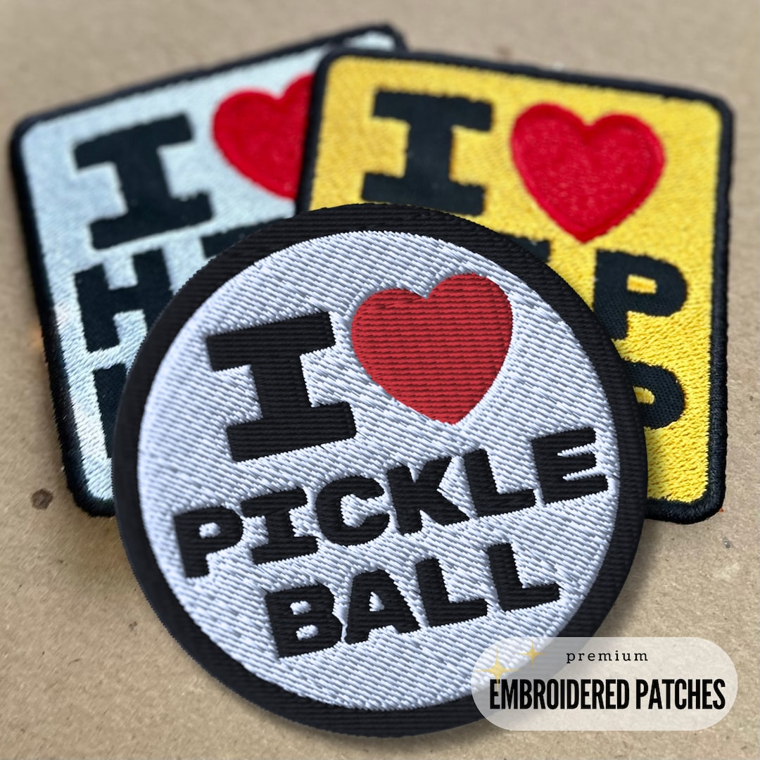 Pickleball Patch | I Love Pickleball Embroidered Hat Patch Iron on ...