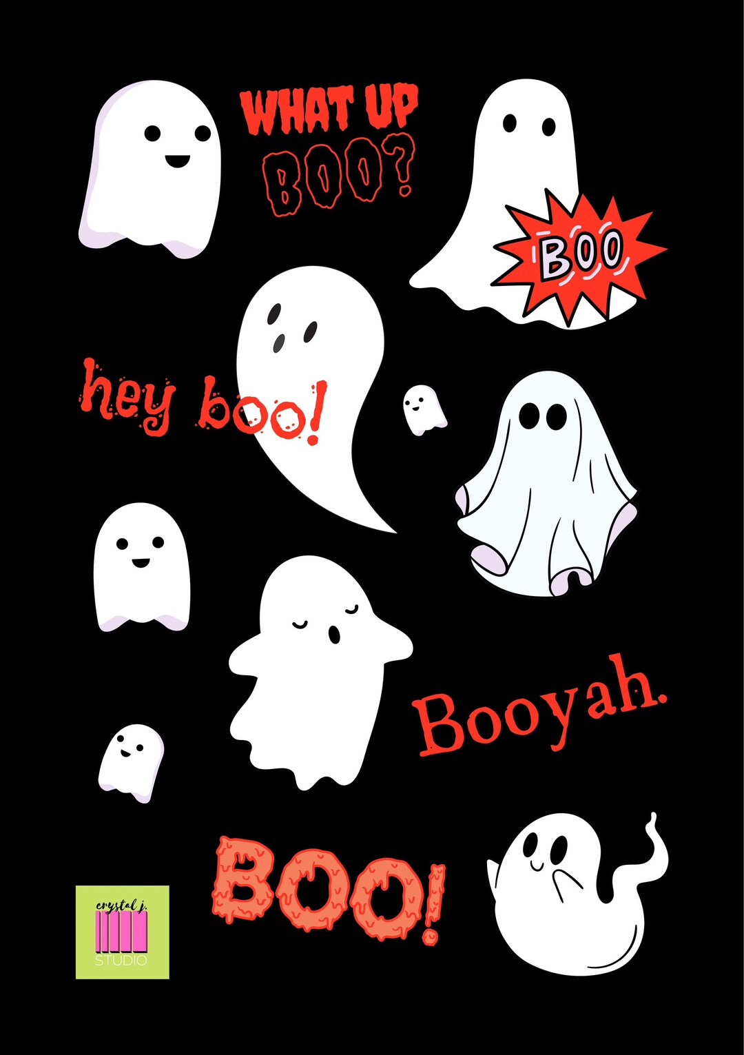 Halloween Printable Stickers Digital Halloween Ghost Stickers Friendly ...