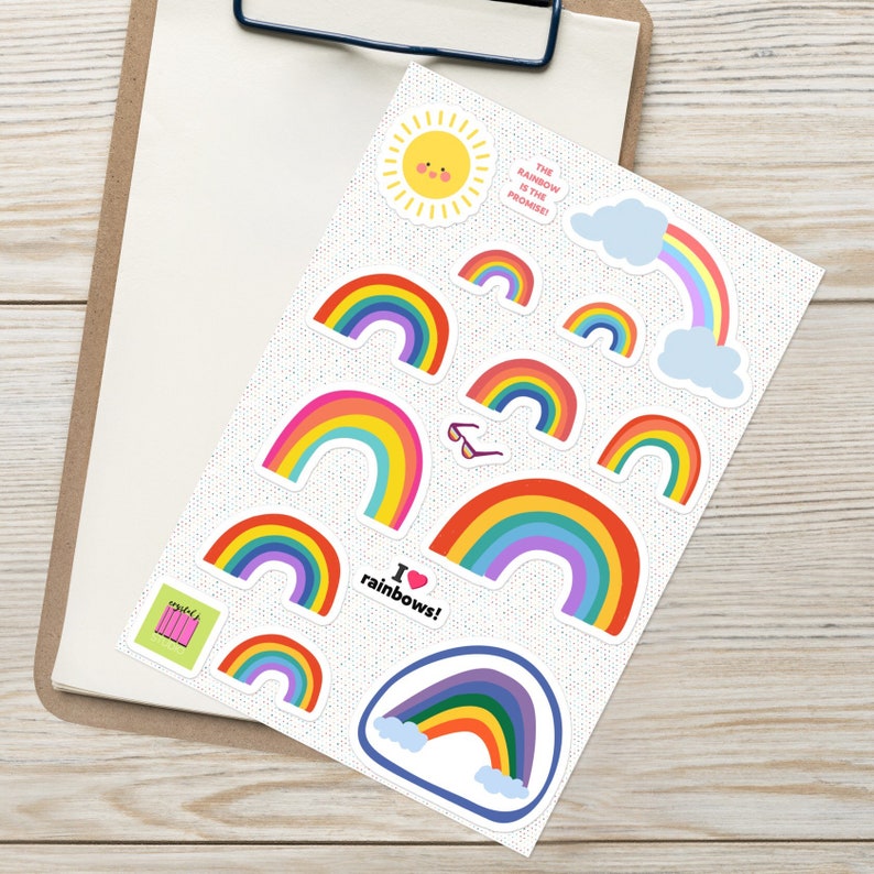 Rainbow Stickers Rainbow Sticker Pack Cute Rainbow Decals I - Etsy